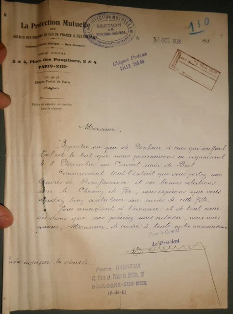 ANCIENNE LETTRE CHEMIN de fer de France SNCF 1938 Boulogne sur mer ... ANCIENNE LETTRE CHEMIN de fer de France SNCF 1938 Boulogne sur mer ...