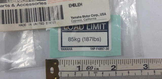 YAMAHA 1HP-F4897-30 LOAD Limit Sticker 85Kg (187lbs) made in Japan ...
