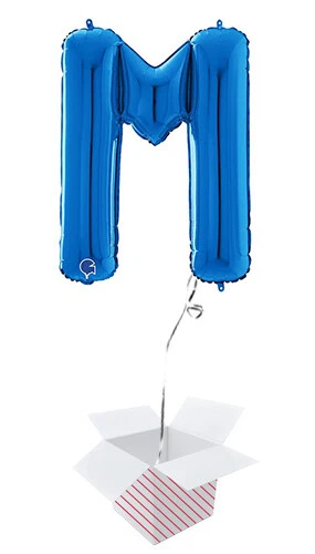 BLUE LETTER M Helium Foil Giant Balloon - Inflated Balloon in a Box £14 ...