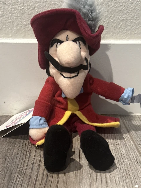 DISNEY STORE MINI Bean Bag Plush 8” Captain Hook From Peter Pan Red ...