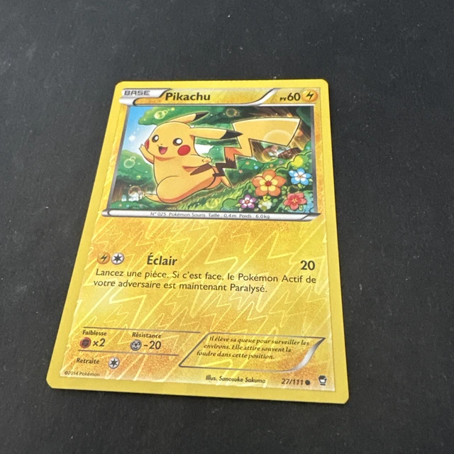 CARTE POKÉMON REVERSE Pikachu 27/111 XY3 Poings Furieux Bloc XY FR ...