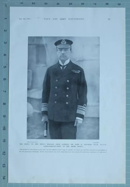 1914 WW1 PRINT Admiral Sir John Jellicoe Commander In Chief Of Home ...