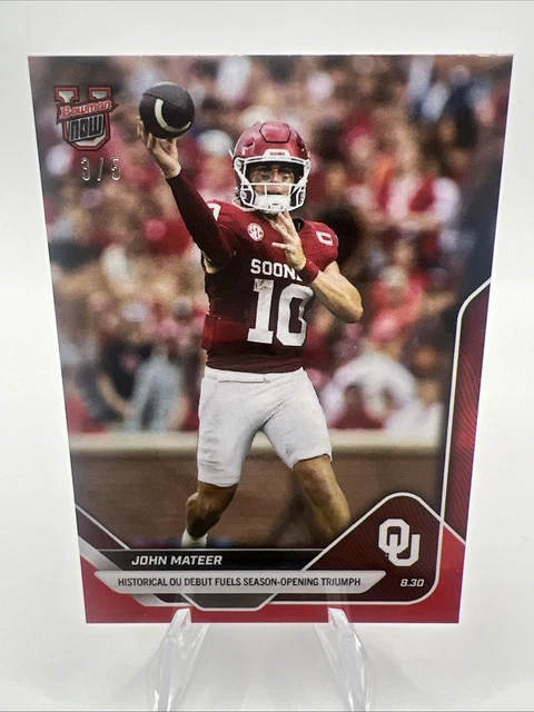 2025 BOWMAN U Now John Mateer Historical OU Debut Fuels Triumph RC RED ...