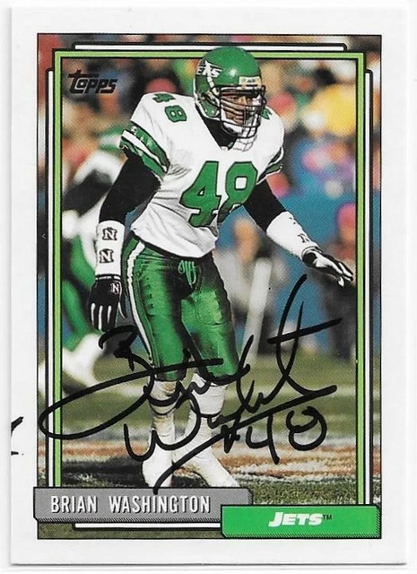 CARTE DE FOOTBALL Brian Washington dédicacée signée 1992 Topps #638 ...