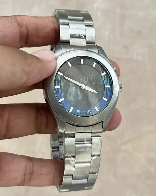 VERY RARE Y2K FOSSIL Big Tic JR-8199 Animated Blue Black Flame, Box, New Battery £200.00 ...