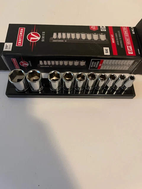 CRAFTSMAN V-SERIES SOCKET Set Shallow SAE 1/4 Inch Drive 10 Piece ...