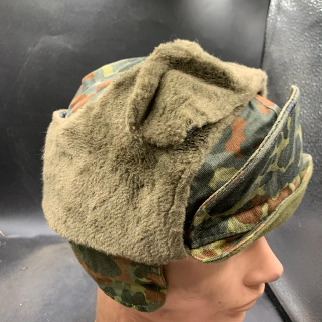 GENUINE BUNDESWEHR GERMAN Army Flecktarn Cold Weather Winter Pile Hat ...