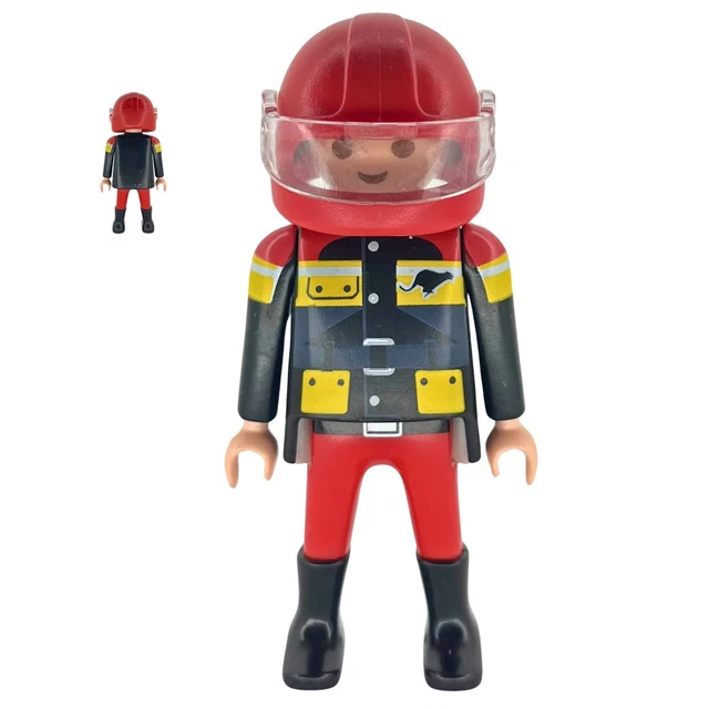 PLAYMOBIL FIGURINE PILOTE rouge/noir casque véhicule ville lâche EUR 4 ...