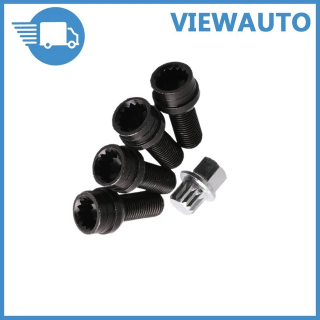 BLACK STEEL WHEEL Bolt Anti-theft Lock Lug Nut Key 17mm 14Teeth Fits ...
