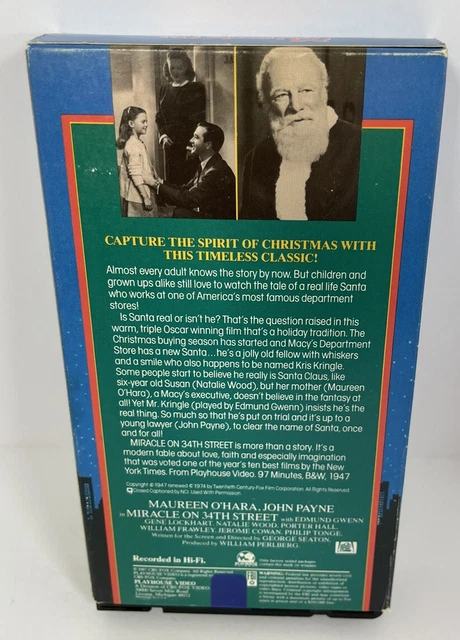MIRACLE ON 34TH Street 1947 VHS Maureen O'Hara, John Payne, Christmas ...