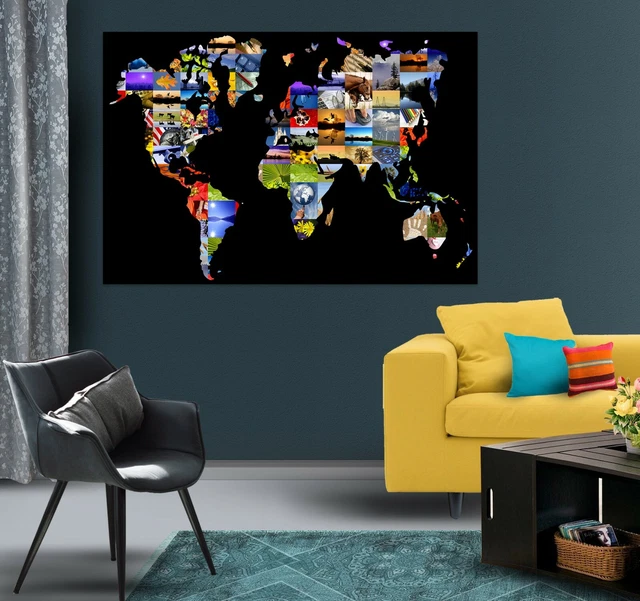 3D OFFICE PHOTOS KEP218 World Map Character Wall Mural Decal Stickers ...