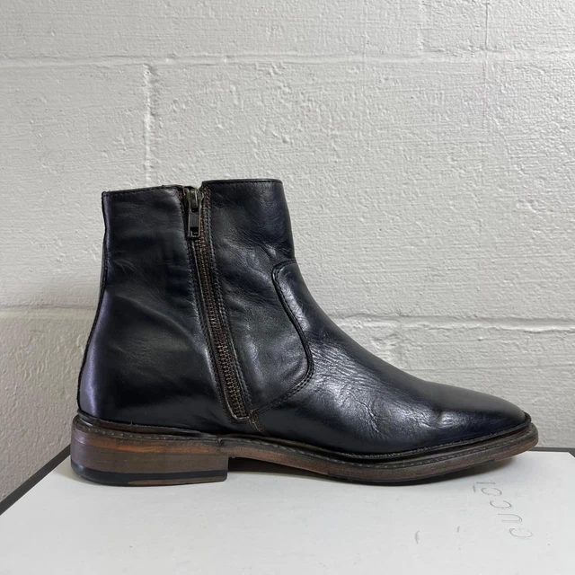 FREEBIRD DOUGLAS ANKLE Boots Black Leather Side Zip Men's Size 9 Made ...