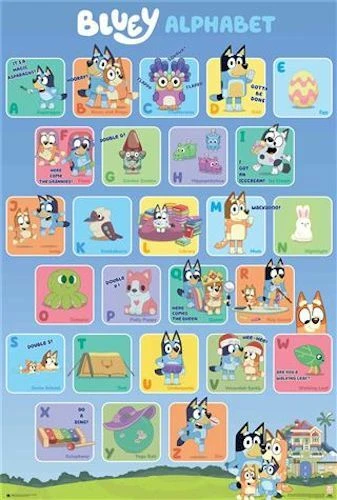 BLUEY - ABC Alphabet POSTER 61x91cm NEW learn words A to Z learning ...