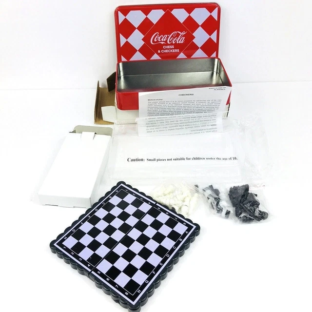 COCA-COLA MINI CHESS AND CHECKERS TWO GAME SET Magnetic + Tin COKE ...