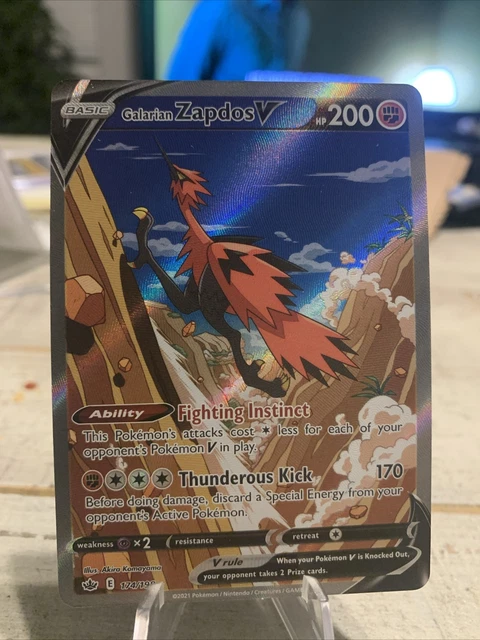 POKÉMON TCG GALARIAN Zapdos V Chilling Reign 174/198 Holo Full Art $68. ...