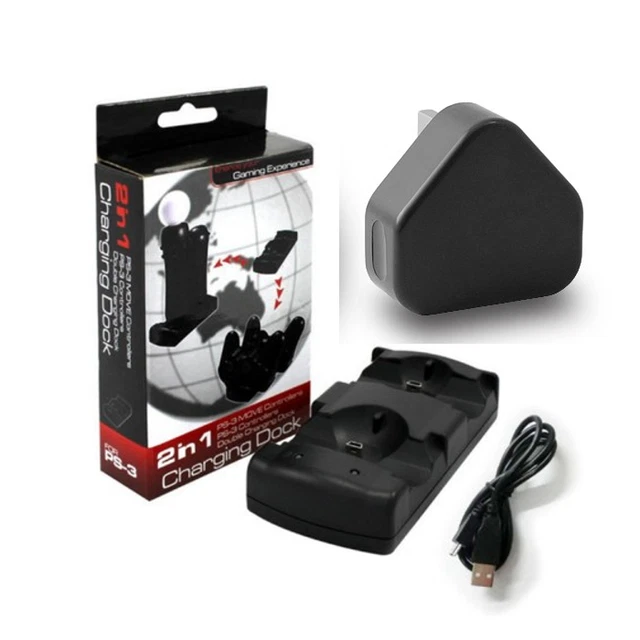 CHARGER DOCK DUAL Charging Stand for PS3 Move Wireless Controller +PLUG ...