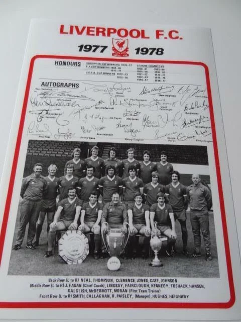 LIVERPOOL FC 1977-78 Joe Fagan Bob Paisley Kenny Dalglish & Team Signed ...