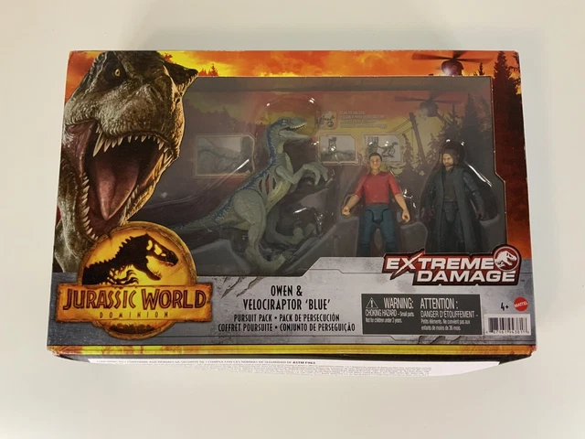 MATTEL JURASSIC WORLD Dominion Owen Grady Velociraptor Blue Rain ...