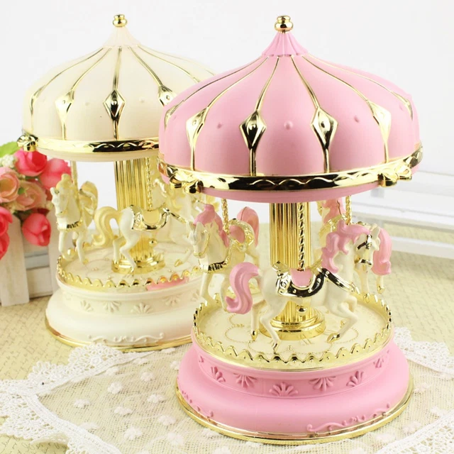 TOYS FOR GIRLS Carousel Music Box Merry-Go-Round LED Light Kids Baby ...