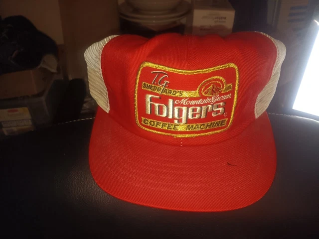 VINTAGE TG SHEPPARDS Folgers Racing Team Hat Cap SnapBack Trucker Mesh ...