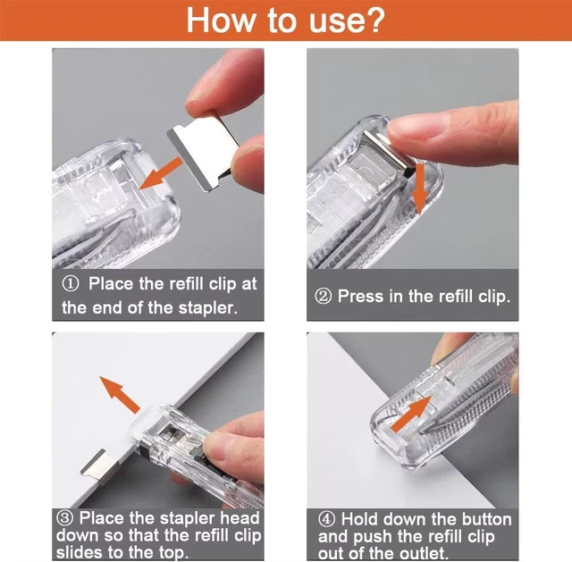 PUSH STAPLER, BINDER Clips Paper Clamps Desktop Stapler with 50Pcs ...