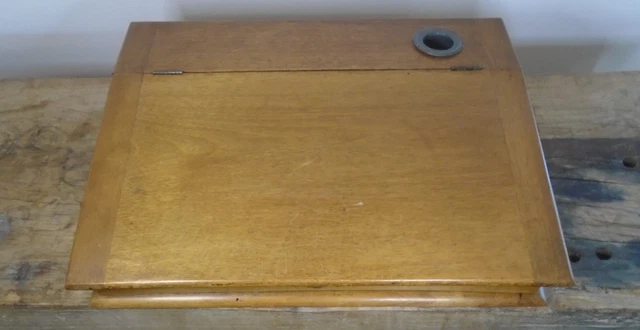 PETIT ECRITOIRE PUPITRE BOIS ANCIEN AVEC SON ENCRIER 34 X 26 X 7 cm EUR ...