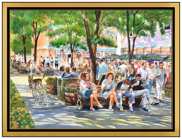 JOSEPH FREDERIC ORIGINAL Watercolor Painting On Board Signed Cityscape ...