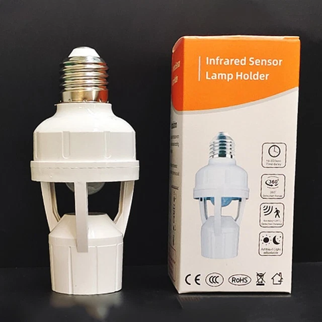 INTELLIGENT E27 PIR Sensor Lamp Holder & Adapter for Auto LED Switch ...