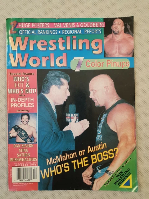 WRESTLING WORLD MAGAZINE October 1998 WWF Vintage Wrestling Magazine ...