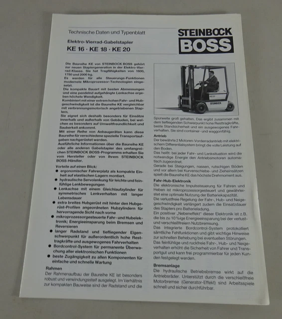 TECHNICAL DATA SHEET/ Type Sheet Steinbock Boss Forklift KE16/18/20 ...