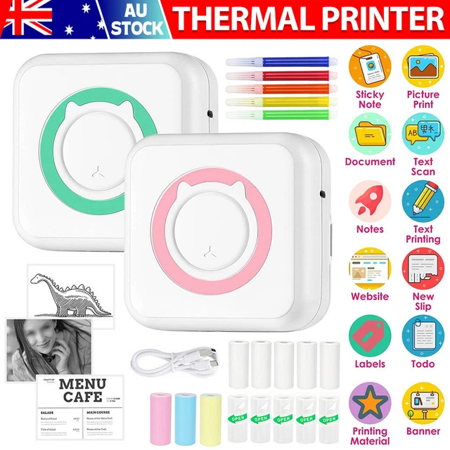 MINI THERMAL PRINTER Sticker Bluetooth Photo Label Paper Inkless 13 ...