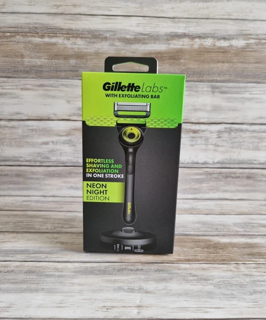 GILLETTE LABS WITH Exfoliating Bar Men’s Razor & Magnetic Stand Neon ...
