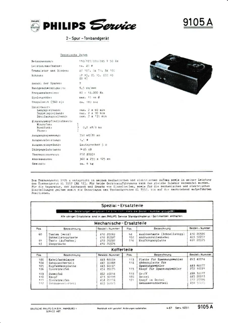 SERVICE SCHÉMA POUR Philips N 9105 EUR 3,53 - PicClick FR