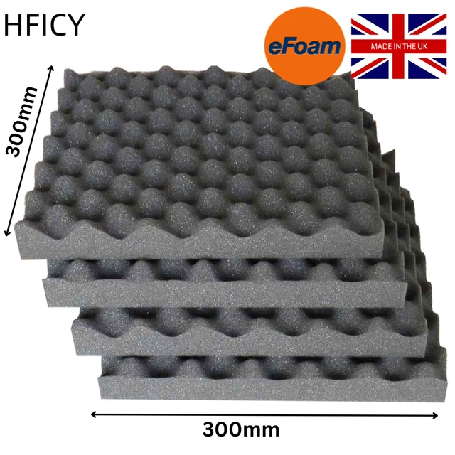 ACOUSTIC SOUNDPROOFING FOAM Tiles convoluted egg profile room/hall/club ...