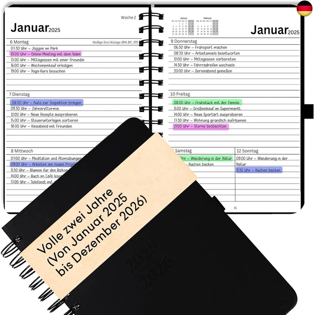 PLANER 2025 UND 2026 A5 (Jan 2025 - Dez 2026) für 2 Jahre | Kalender ...