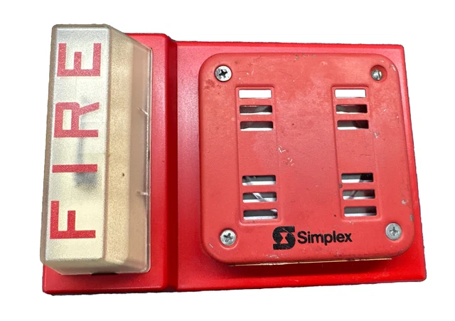 SIMPLEX 4903-9101 + 2901-9838 Fire Alarm Horn Strobe Combo Tested 24VDC ...