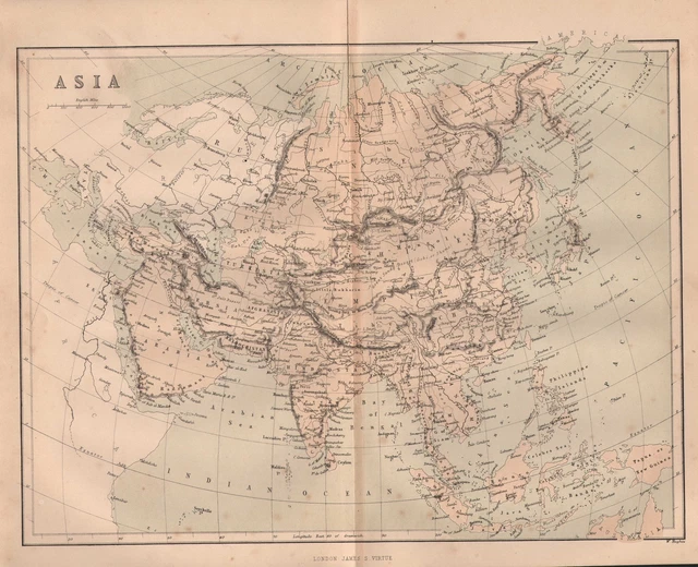 1858 BRITISH EMPIRE INDIA MAP ~ ASIA ~ ARABIA RUSSIAN Empire CHINA ...