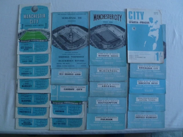 22 X 1950S Manchester City Football Programmes Job Lot Collection Black ...