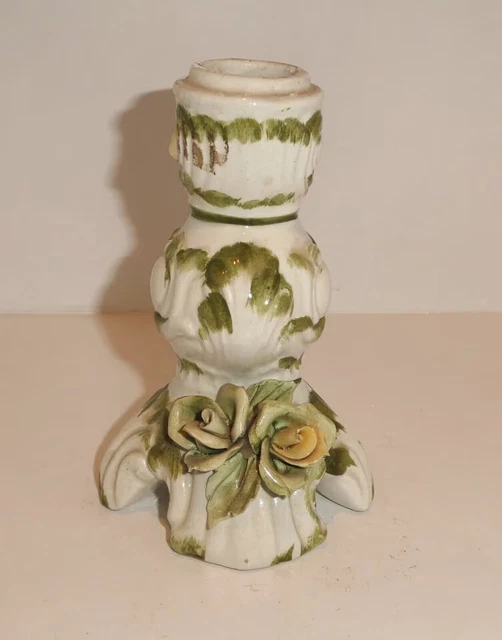 KLEINER BASSANO ITALIEN Porzellan Kerzenhalter Kerzenständer mit Rosen EUR 10,00 - PicClick DE