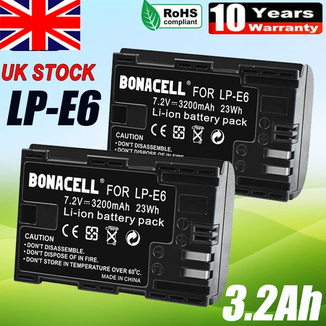 2PACK 3200MAH RECHARGEBLE Battery for Canon EOS R7 EOS R R5 R6 Camera ...