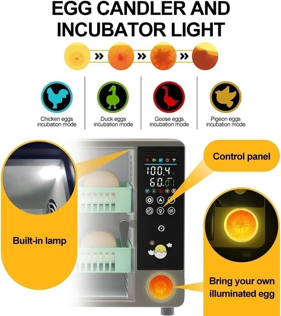 CHAOFLIGHT EGGS INCUBATOR 24 Poultry Egg Hatchery Brooder Automatic Egg ...