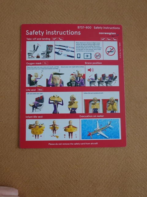 NORWEGIAN BOEING 737-800 Ver4 Safety Card £5.50 - PicClick UK