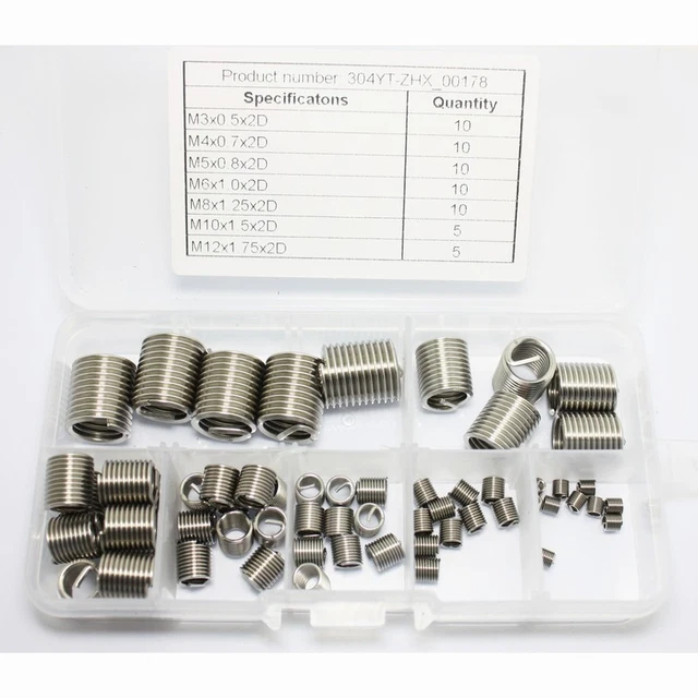 60PCS M3 M4 M5 M6 M8 M10 M12 Stainless Steel Helicoil Thread Repair Insert Kit EUR 10,50 ...