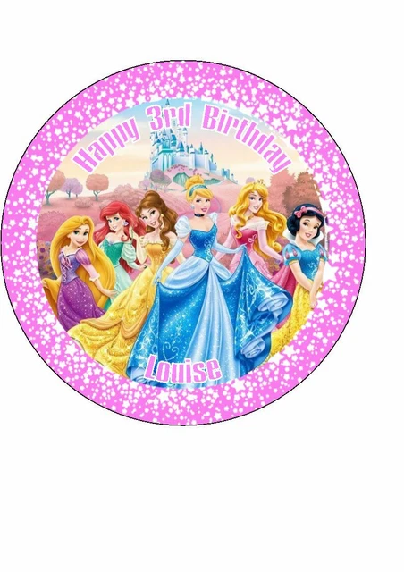 DISNEY PRINCESS NOVELTY Personalised Birthday Cake Topper 7.5" Round £4 ...