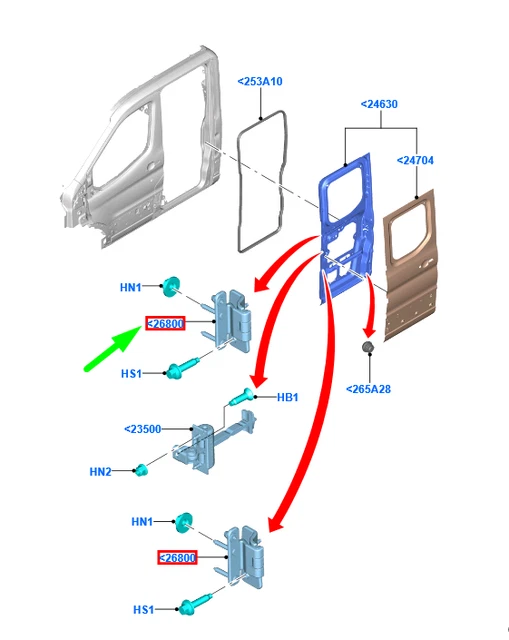 FORD TRANSIT MK4 Rear Right Side Door Lower Hinge 1892589 NEW GENUINE ...