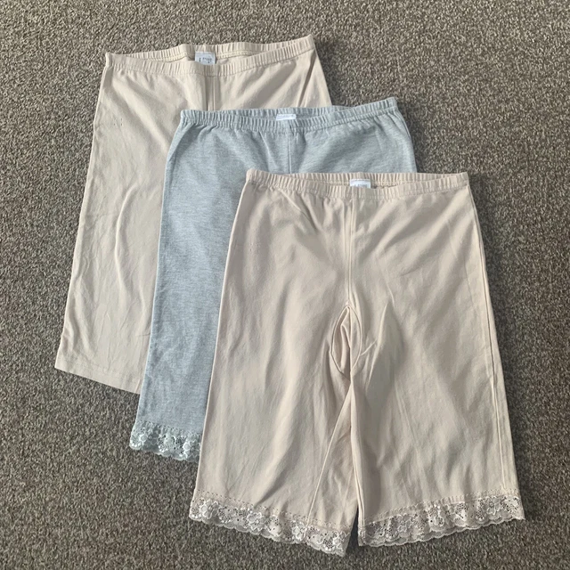LADIES X3 ANTI Chaffing Shorts High Rise Lace Grey Beige Size 8/10 ...