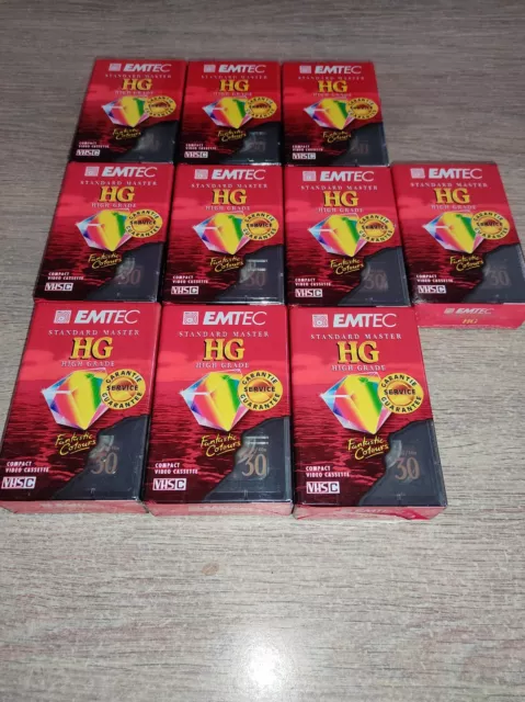 * LOT DE 10 Cassette Vierge Vhsc Emtec Hg 30 - Neuf Sous Blister Pour Caméscope EUR 39,00 ...