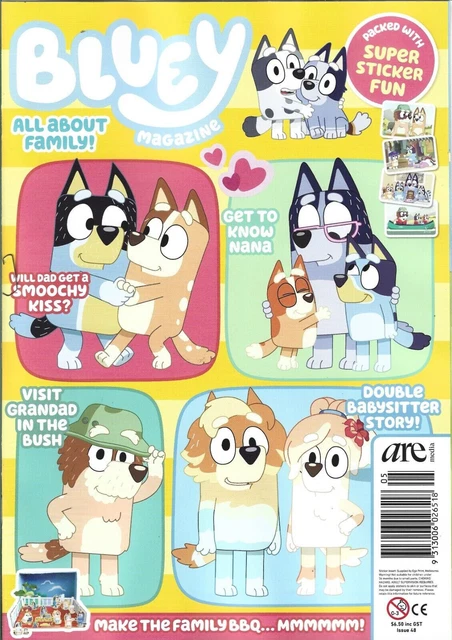 BLUEY MAGAZINE ISSUE 48 May 2024 All About Family Super Sticker Fun £6. ...