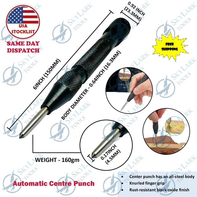 NEW AUTOMATIC CENTRE Punch Adjustable Spring Loaded Metal Drill Tool ...