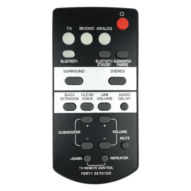 REPLACEMENT REMOTE CONTROL Battery Powered for Yamaha YAS-203 Front ...